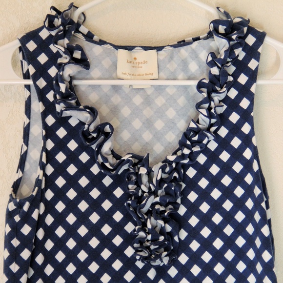 kate spade | Dresses | Kate Spade Checkered Dress With Neck Ruffle Size ...